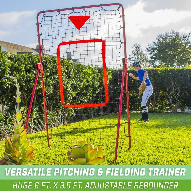 GoSports Baseball & Softball Pitching and Fielding Rebounder Trainer | Adjustable Angle Pitch ...